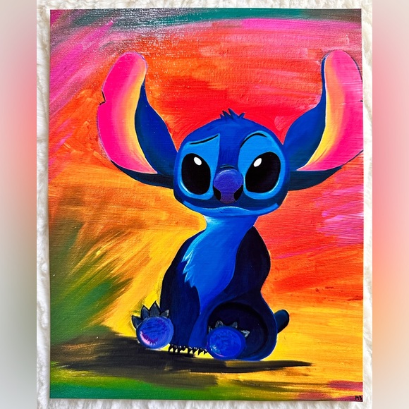 Disney | Art | Stitch From Disney Channel Painting Print | Poshmark